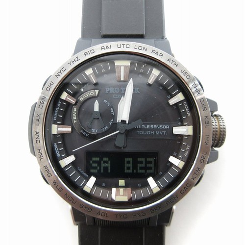 CASIO PRO TREK Men s Watch Tough Solar Ana Digi Rubber Band with ...