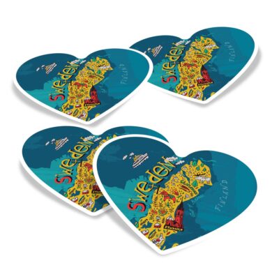 4x Heart Vinyl Stickers Sweden Travel Map Flag Scandinavian #58778 | eBay