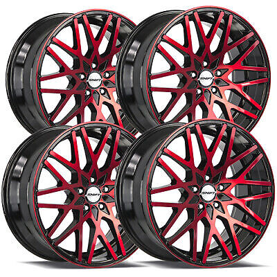 (Set-4) Shift H32 Formula 18x8 5x100/5x4.5" +35mm Black/Red Wheels Rims ...