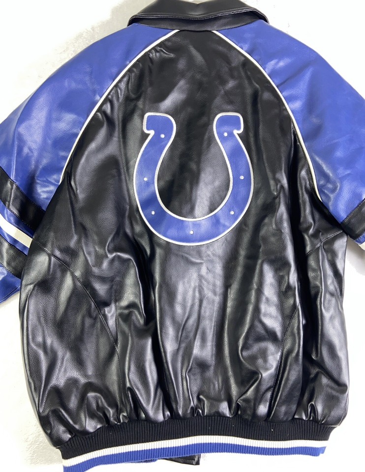 Jacket Indianapolis Colts G-III Sz XL Faux Leather NFL Black/Blue ...