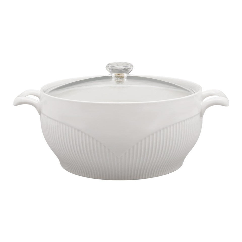 Ceramic Soup Tureen Kitchen Porcelain Serving Soup Tureen w/Glass Lid ...