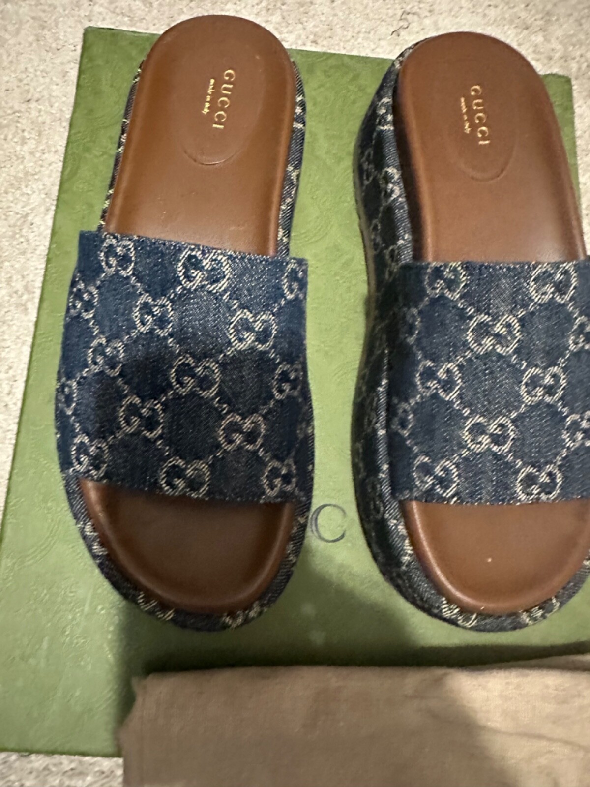 GUCCI Women's Angelina GG Platform Slide Sandals Blue… - Gem