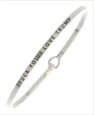 BNWT I LOVE TRUMP Message Engraved SILVER Brass Bracelet CHIC FUN | eBay