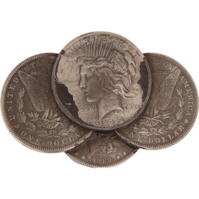 1922 Silver Dollar Peace Liberty Coin Collector 1980s Vintage Belt ...