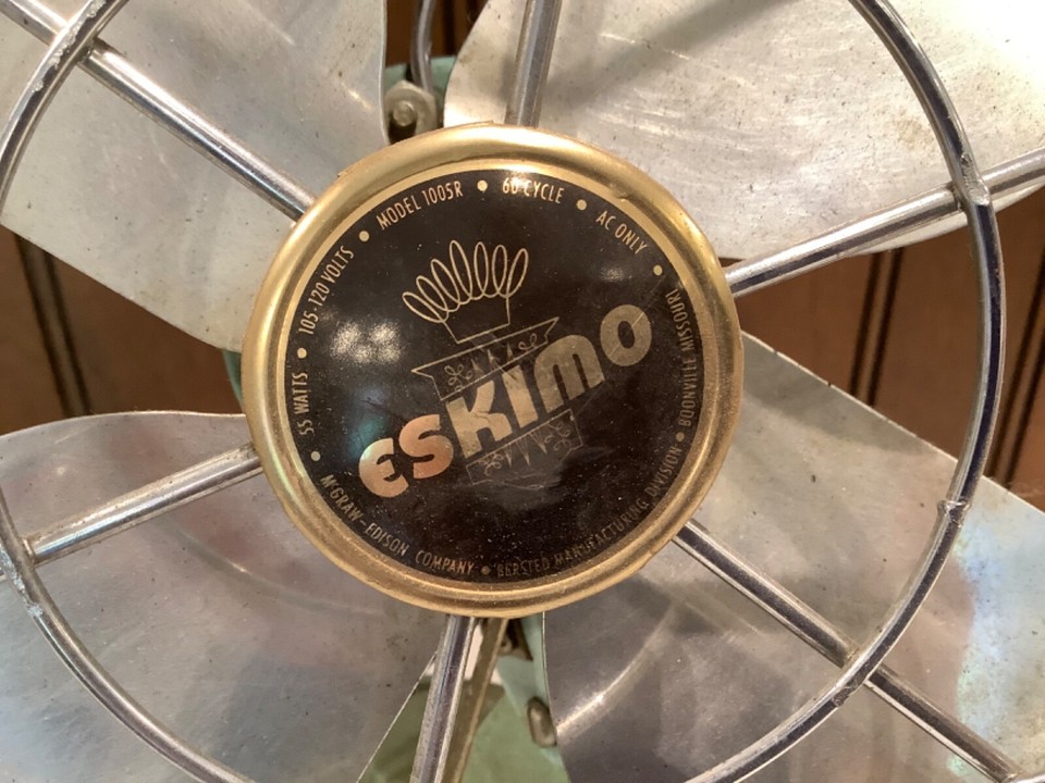 Vtg 50's Eskimo model 1005R -60 Black Cast Iron Base Fan Bersted Mfg ...