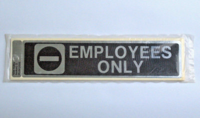 10 Pack EMPLOYEES ONLY Sticker 1-7/8"x 8" Self Adhesive Wall Decal ...