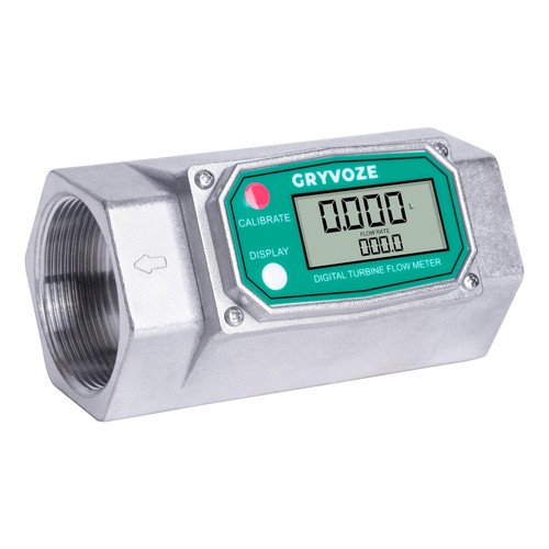 GRYVOZE 2 Inch NPT Digital Flow Meter, 15.8-132 GPM Inline Fuel Turbine ...