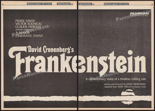 David Cronenberg's FRANKENSTEIN - Original 1980 Trade AD / poster ...
