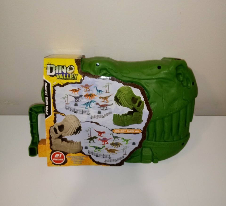 DINO VALLEY 21 PIECE DINOSAUR TOY SET W/ DINOSAUR SKULL CARRYING CASE ...