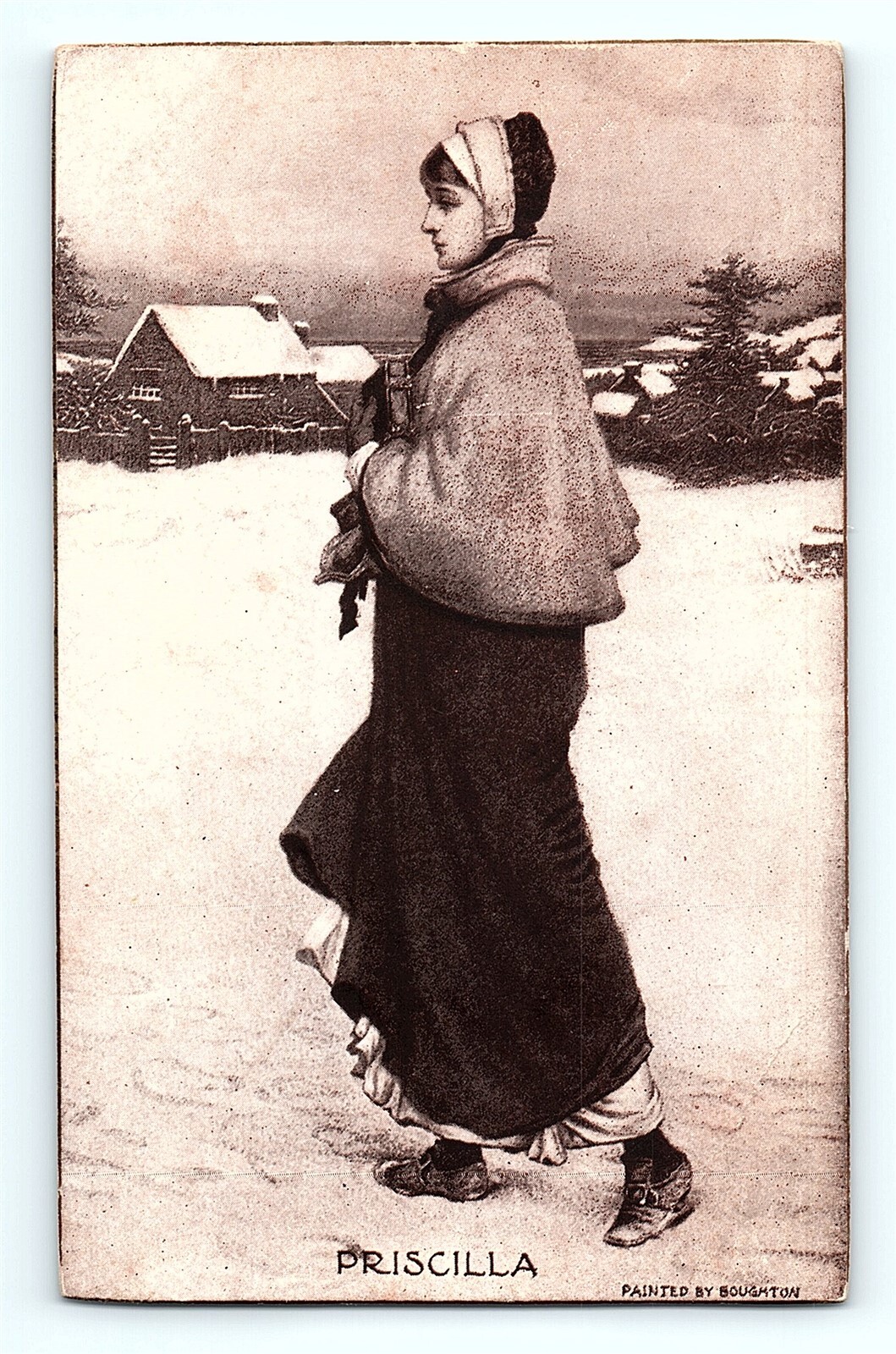 Vintage Postcard Sheahan's Famous Picture Priscilla Walking Through ...