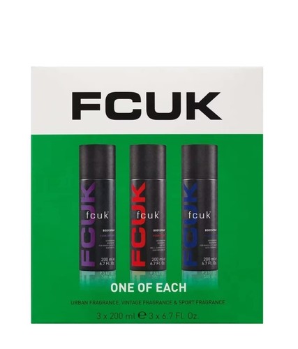 FCUK One of Each Body Spray Trio - Mens Christmas Gift Set 2020 3x200ml ...