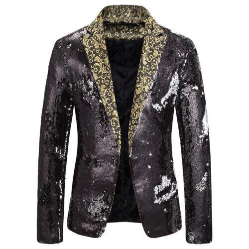 Men Tuxedo Club Sequin Glitter Blazer Gentleman Party Suit Men Suit ...