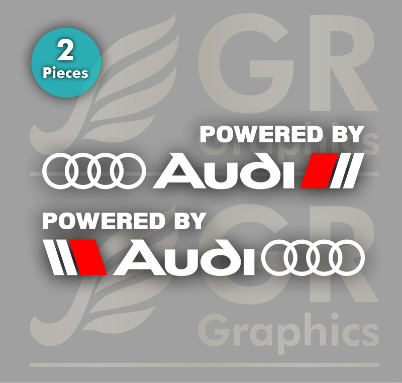 Powered By AUDI Racing Sport S Line 11" Decal Sticker PAIR Emblem Logo ...