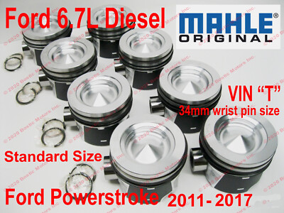 Ford 6.7 6.7L Powerstroke Diesel Pistons MAHLE Standard set 8 w/ Rings ...