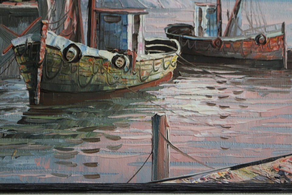 Vintage Original Oil Painting. Signed. Max Savy. Harbor Scene With ...