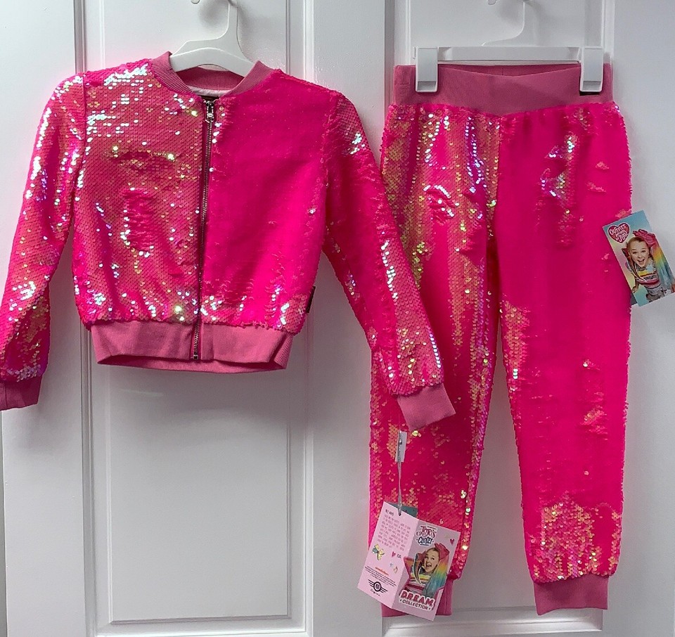 JoJo Siwa Tour JoJo's Closet Sequin FLIP Hot Pink Bomber JACKET & PANTS ...