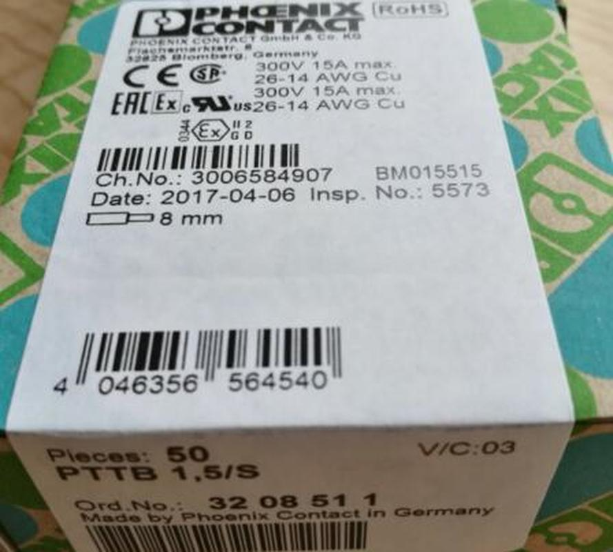 50pcs Phoenix Contact Straight through terminal block PTTB 1,5/S ...