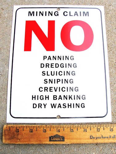 8" X 10"X1/16" "Mining Claim" Sign Prospecting Gold Mineral Sluice Pan ...
