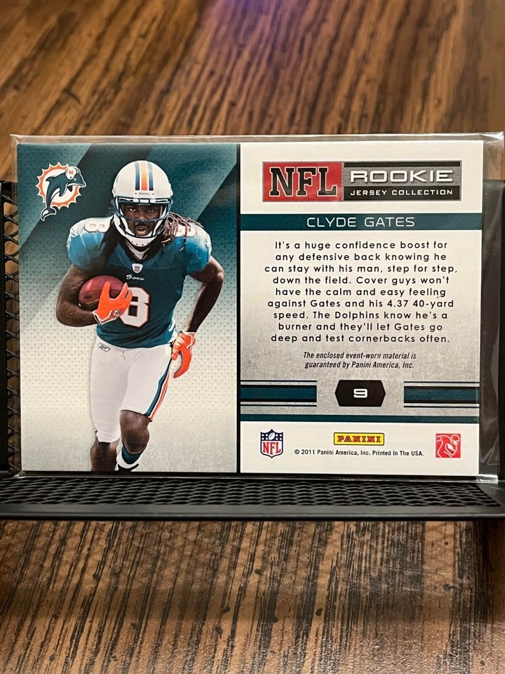 CLYDE GATES 2011 ABSOLUTE ROOKIE JERSEY COLLECTION DOLPHINS WORN PATCH ...