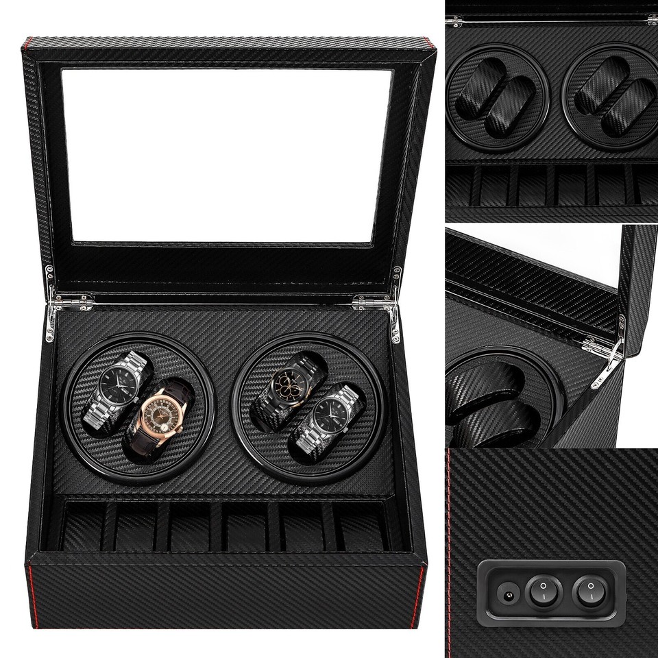 4+6 Automatic Rotation Watch Winder Box Storage Case Self Winding ...