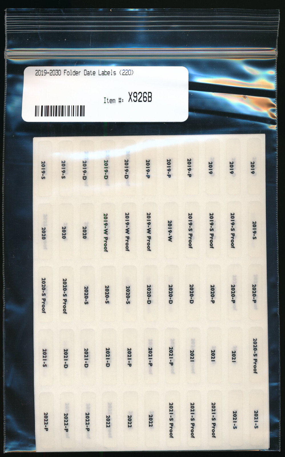 Littleton Coin Folder Clear Adhesive Labels X926B Dates 2019-2030 220 ...