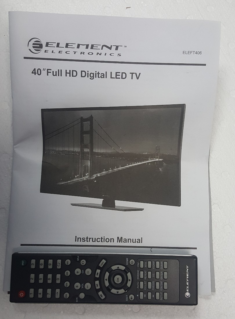 NEW ELEMENT TV Remote control and Instruction manual for ELEFT406 4C3D ...
