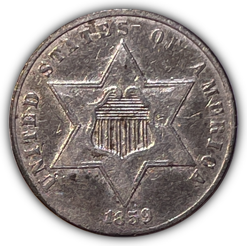 1859 Three Cent Silver Trime Extremely Fine XF Coin #21849T | eBay
