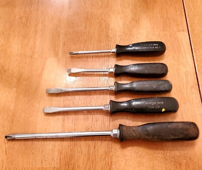 Snap On Flat Head Phillips Head Mixed Screw Drivers Black Hard Handles ...