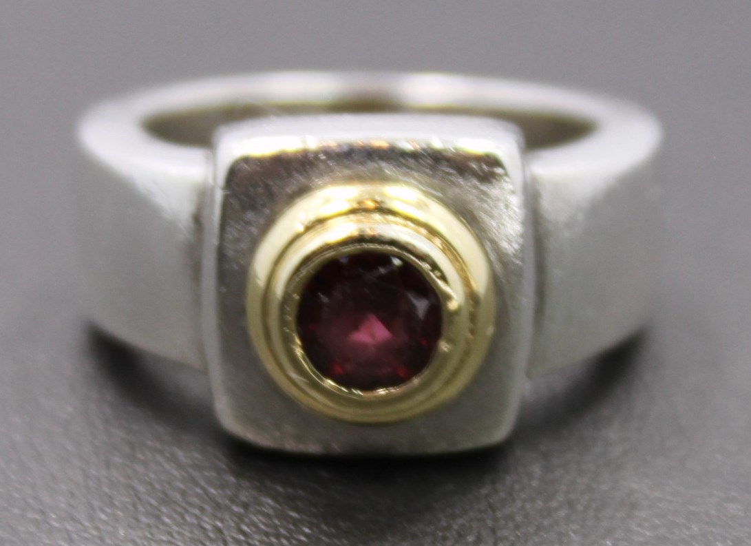 Sterling Silver & 18k Yellow Gold Ring Caroline Ballou Size 5 / 8.5g | eBay