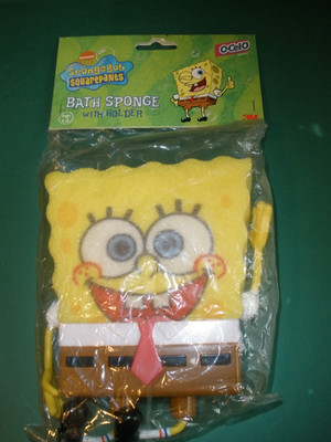 NEW Vintage Spongebob Squarepants Bath Sponge with Holder O-Cel-O (T95 ...