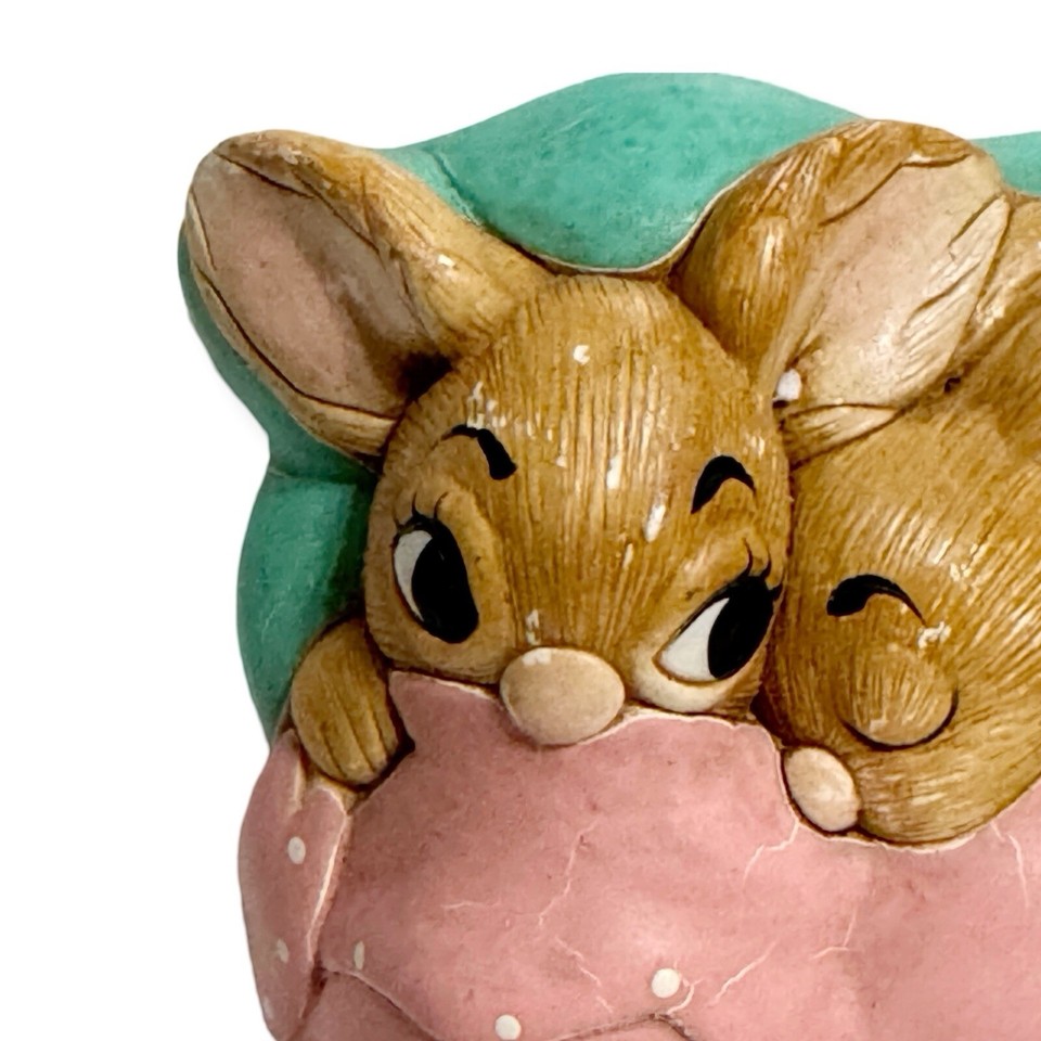 Vintage Pendelfin Bunny Rabbit Figurine - “Twins” Pink Blanket Bed ...