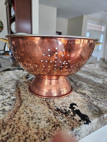 Vintage Large 9" Copper Plated Colander Strainer Pedestal | eBay