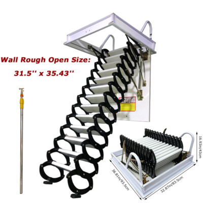 Attic Ceiling Ladder 10.5ft Folding Retractable Roof Access Stairs 35. ...