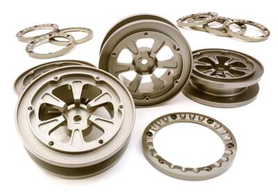 1.9 Size Billet Machined Alloy Wheel (4) w/Beadlock Rings for 1/10 ...