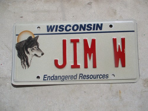 Wisconsin Endangered Wolf vanity license plate # JIM W | eBay