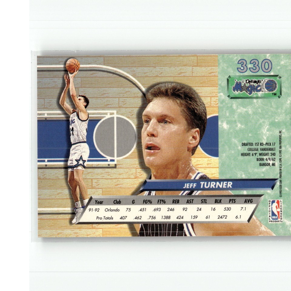 Jeff Turner #330 1992 Fleer Ultra Orlando Magic Basketball Card NBA | eBay