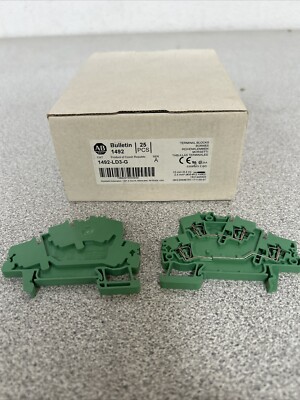 1492-LD3-G LOT OF 10 ALLEN BRADLEY, SPRING CLAMP TERMINAL BLOCK, GREEN ...