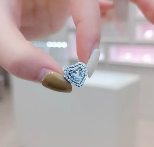 PANDORA~Sparkling Clear CZ Leveled Hearts Love Charm #799218C01~NEW | eBay