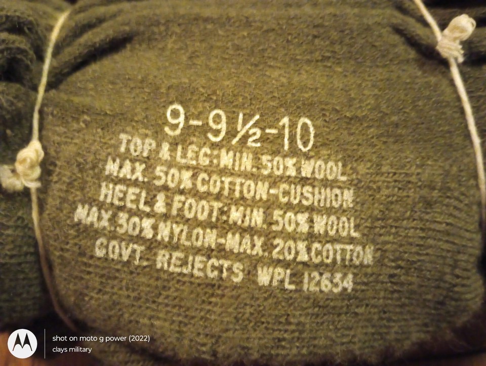 NEW MILITARY ISSUE CUSHION SOLE WOOL SOCKS U.S.A MADE OD GREEN SMALL 2 ...