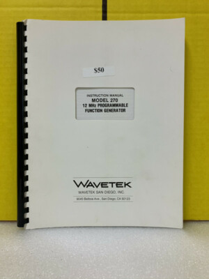 Wavetek Model 270 12 MHz Programmable Function Generator Instruction Manual | eBay