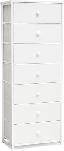 Tall 7-Drawer Storage Tower With Steel Frame And Wood Top For Bedroom ...