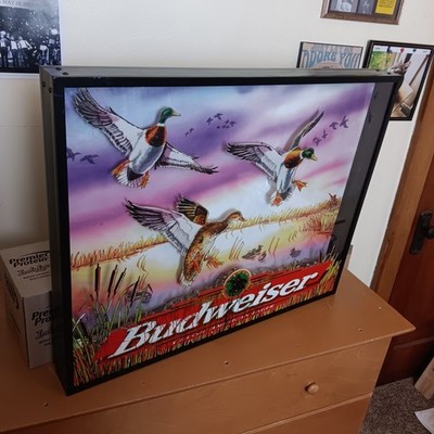 VTG 1990's Budweiser Beer Interactive Light Up Sign Mirror Dot Display ...