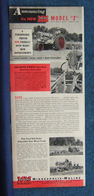 1949 Minneapolis- Moline Tractor Ad - Model Z Tractor Featured --New ...
