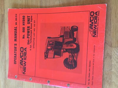 NEW IDEA 800 HYDRO OPERATOR MAINTENANCE MANUAL | eBay