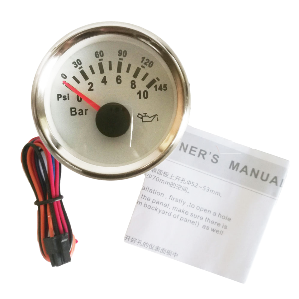 6 Gauge Set GPS 80MPH Speedometer Tachometer Fuel Temp Volts Oil White ...