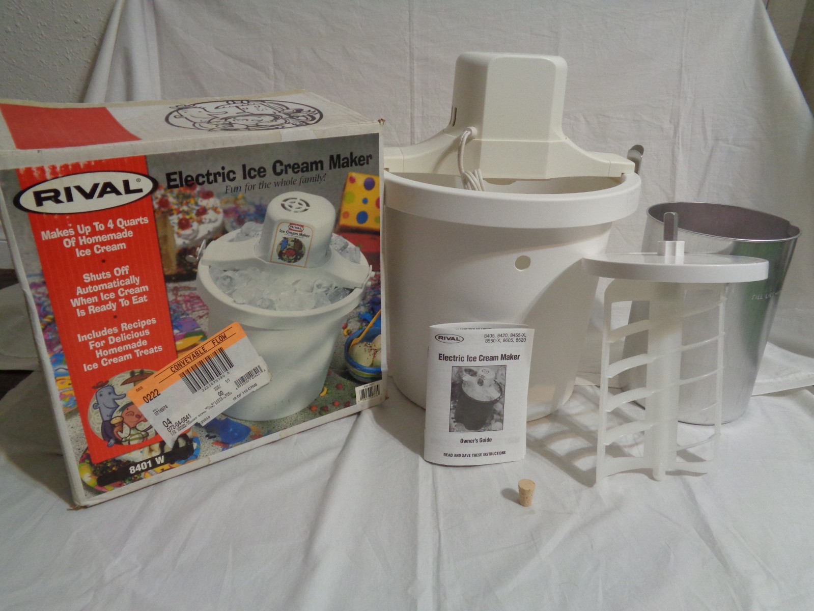 Vintage Rival Electric Ice Cream Maker Model 8401 W 4 Quarts Brand New ...