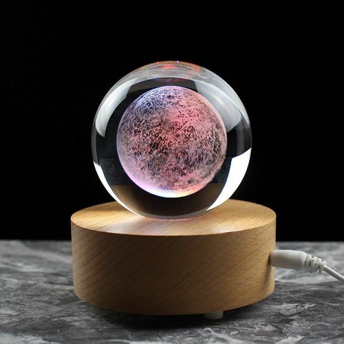 60MM 80MM 3D Crystal Ball Glass Laser Engraved Miniature Sphere Planet ...