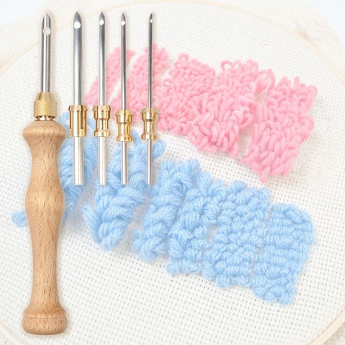 Adjustable Knitting Embroidery Pen Wooden Handle Punch Needle Tool | eBay