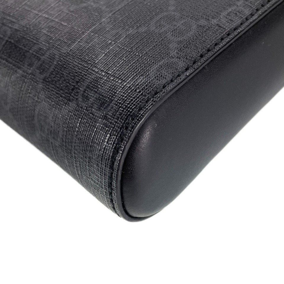 GUCCI GG supreme PVC Leather Canvas Fabric Black Gray Cross body bag ...
