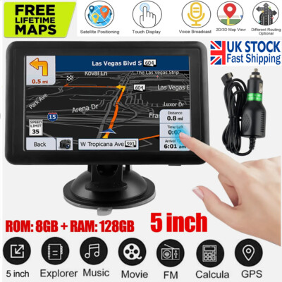 Universal Car Sat Nav GPS Navigation 8GB Free Lifetime UK & EU Maps ...